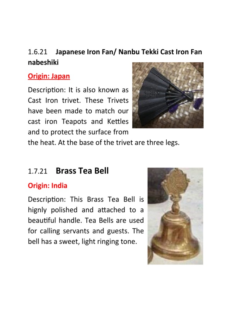 Japanese Iron Fan & Brass Tea Bell | PDF | Cooking, Food & Wine | Art