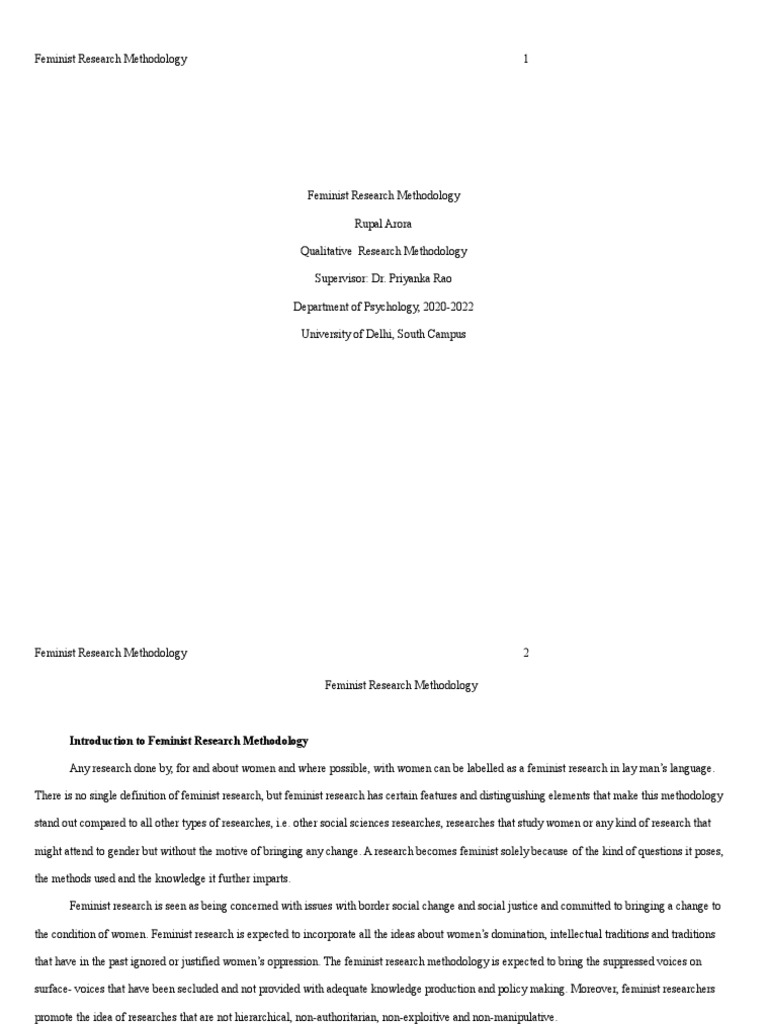 Feminist Research Methodology | PDF | Gender Studies | Feminism