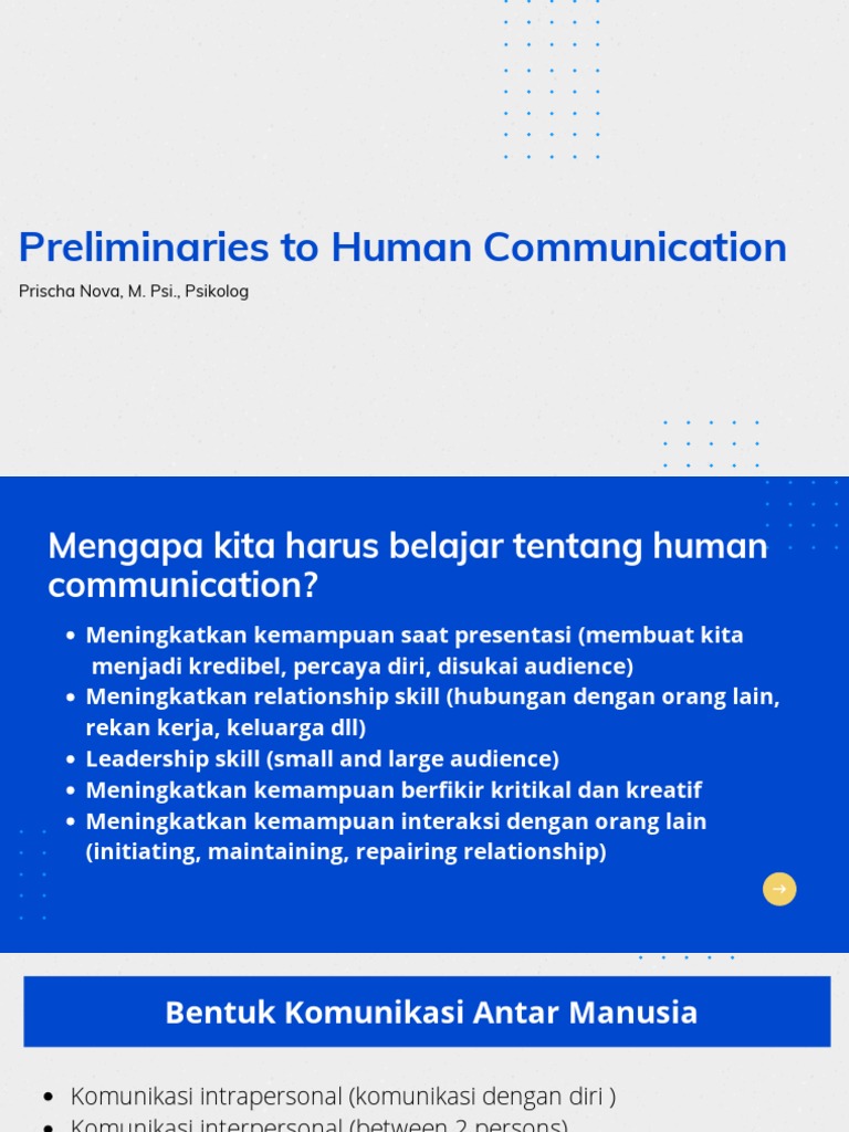 Preliminaries To Human Communication | PDF | Seni & Disiplin Bahasa | Sains & Matematika