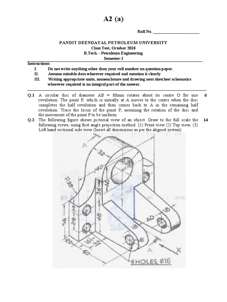 Engineering Graphics - Classtests - Oct - 2018 - A2 - A | PDF ...