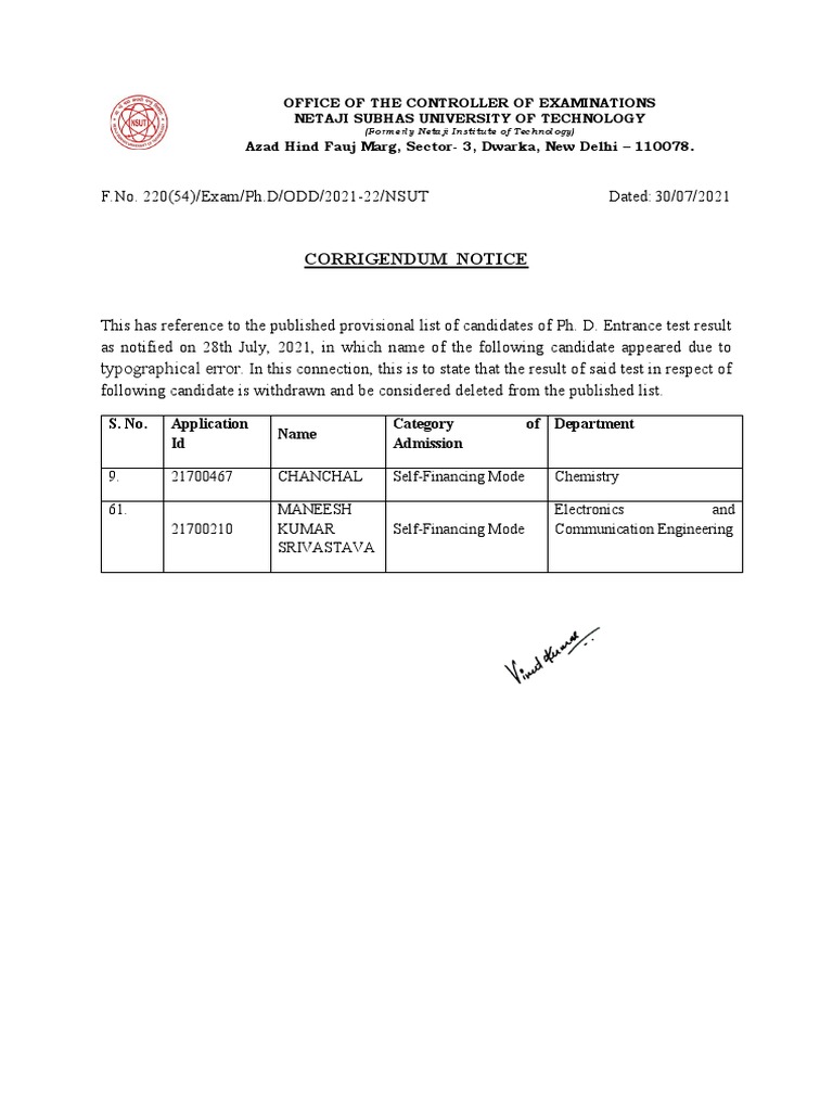 Corrigendum Notice | PDF