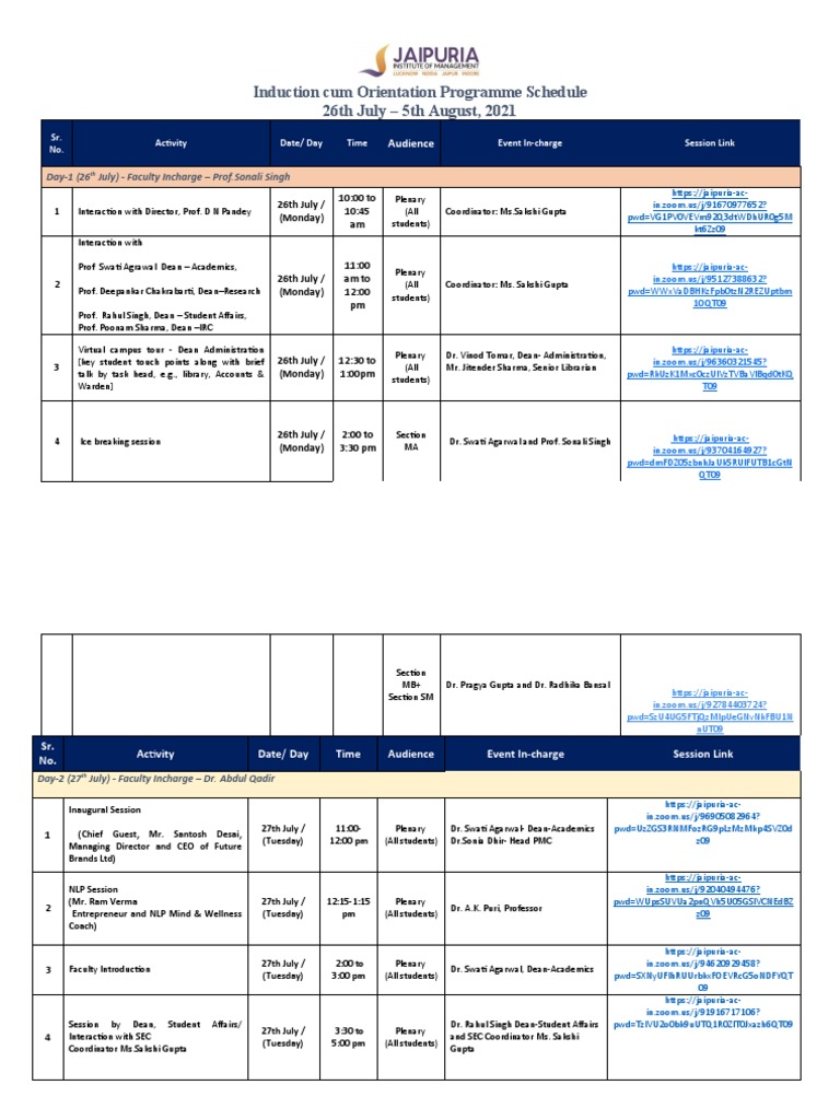 Induction-Orientation Programme 2021-23 | PDF | Academia