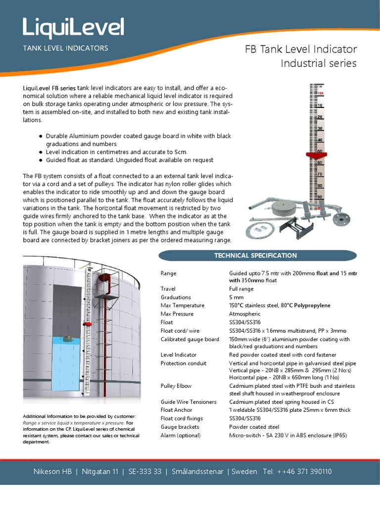 Industrial Tank Level Indicators | PDF | Stainless Steel | Pipe (Fluid ...