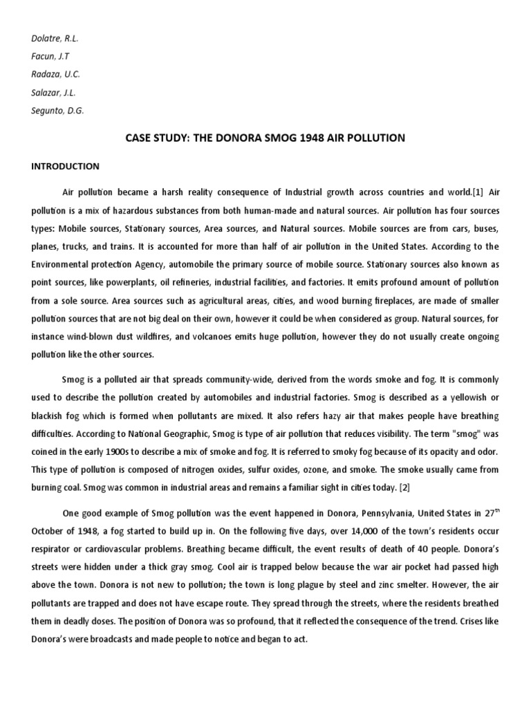 Donora Smog 1948: A Case Study on Air Pollution | PDF | Smog | Air ...