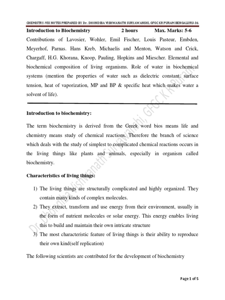 Introduction To Biochemistry | PDF | Life | Chemistry
