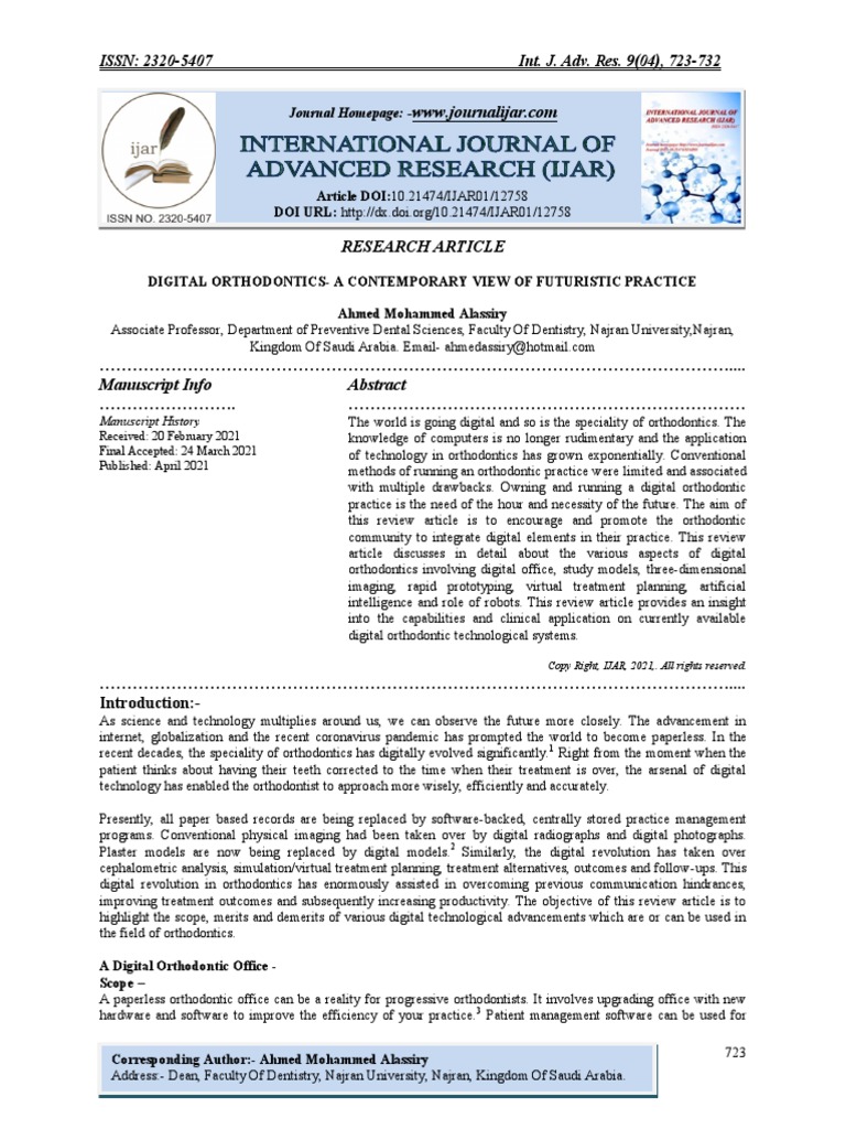 Digital Orthodontics: Future Practices | PDF | Medical Imaging | Ct Scan