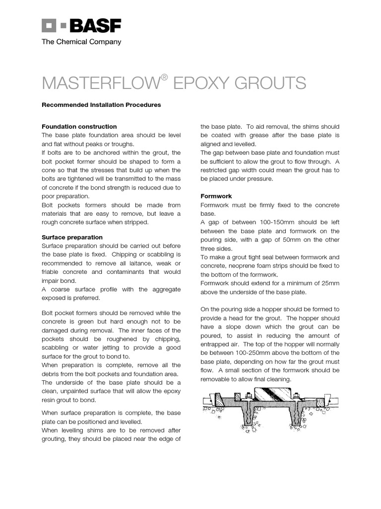 01 - TDS - Masterflow Epoxy Grouts | PDF | Concrete | Epoxy
