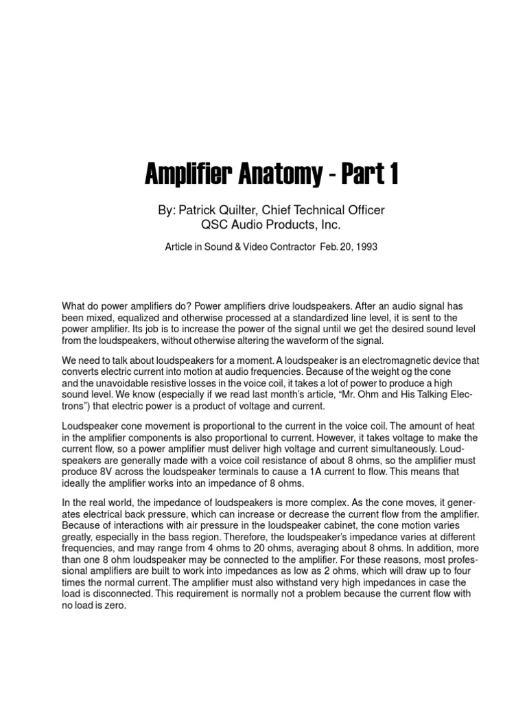 Amplifier Anatomy - Part 1: By: Patrick Quilter, Chief Technical ...
