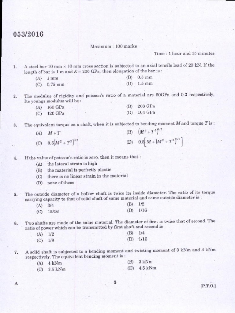 Engineering Mechanics Exam Questions | PDF