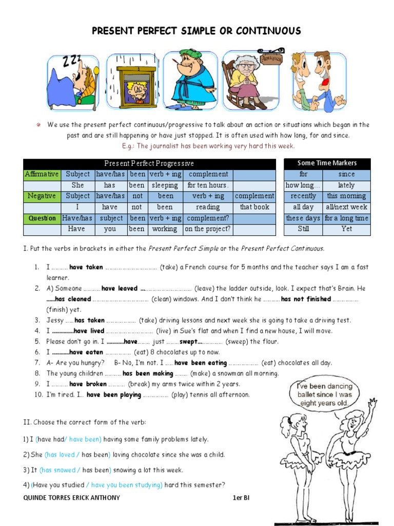 Present Perfect Vs Present Perfect Continuous Worksheet | PDF | Perfect ...