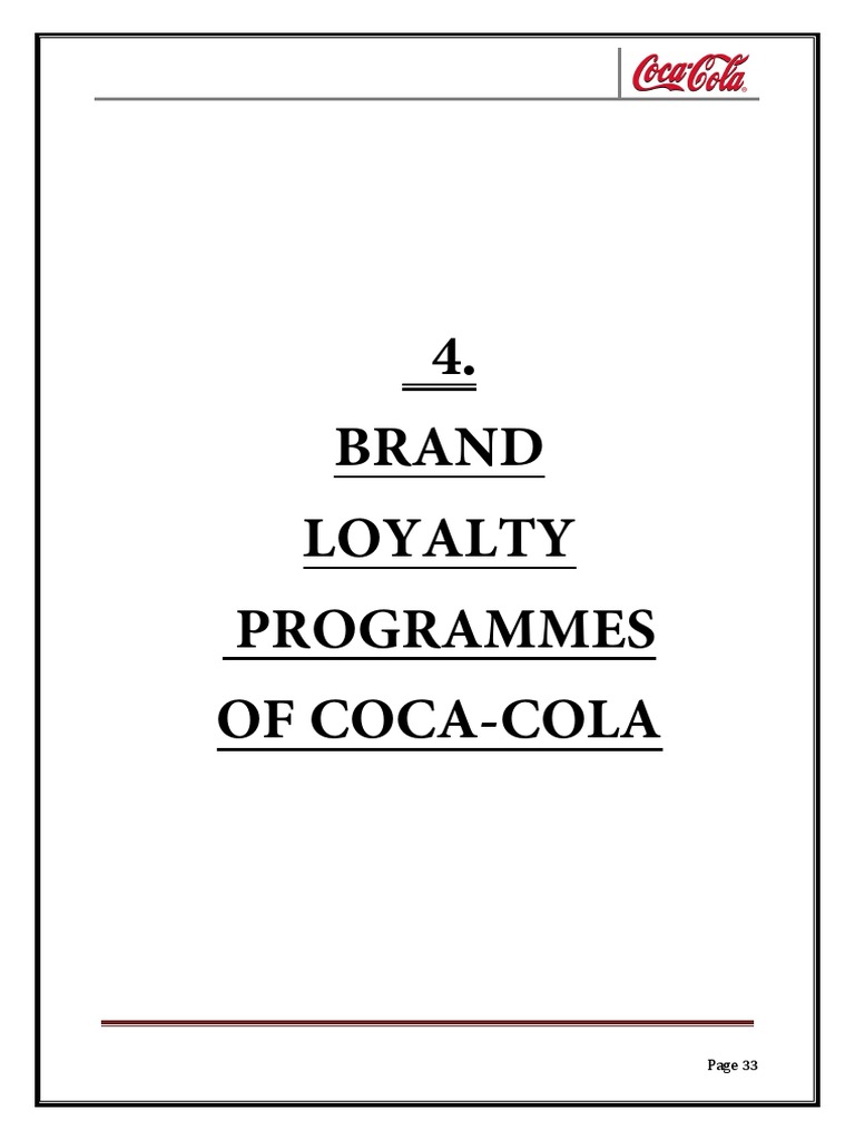 Brand Loyalty Programmes of Coca-Cola | PDF | The Coca Cola Company | Brand
