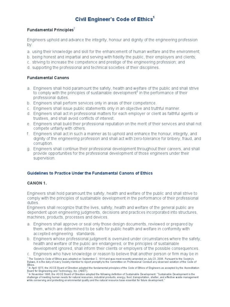 Civil Engineer's Code of Ethics | PDF | Sustainable Development ...