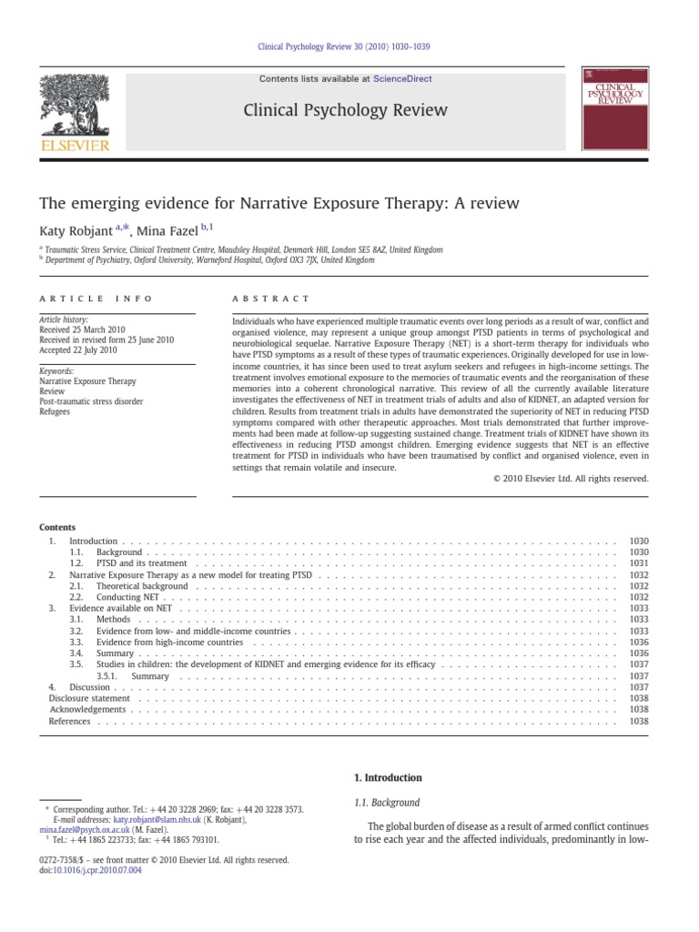 On Narrative Exposure Therapy PTSD | PDF | Psychological Trauma | Eye ...
