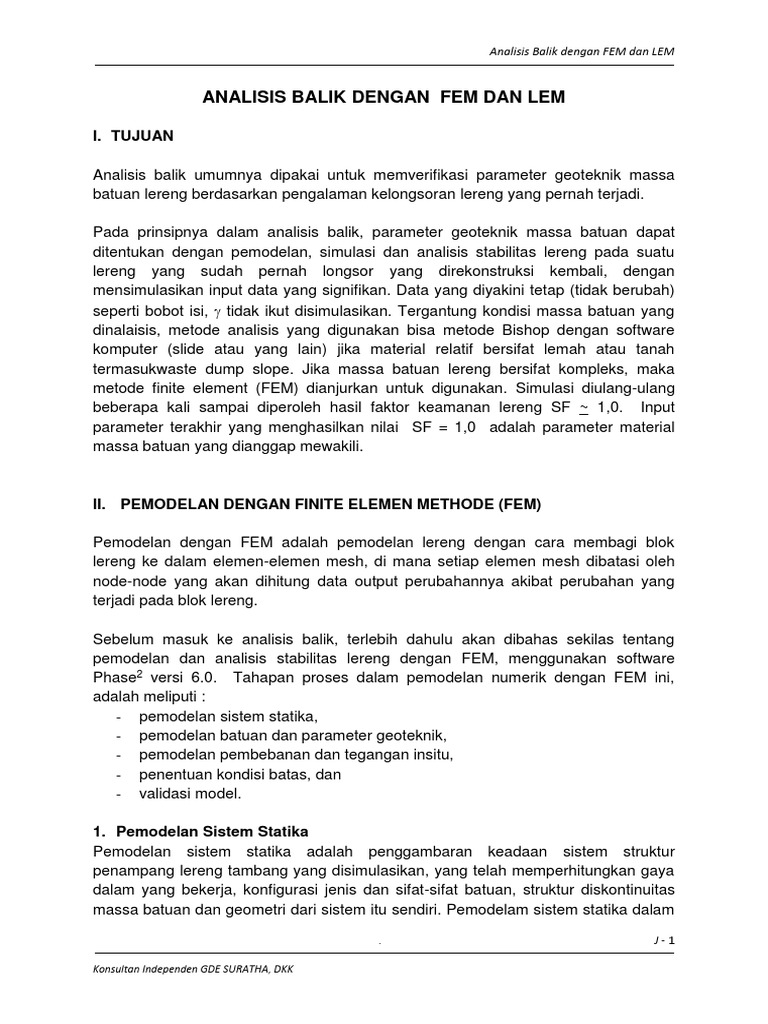 Modul J Analisis Balik Dengan Fem Dan Lem | PDF | Metode & Bahan Ajar ...