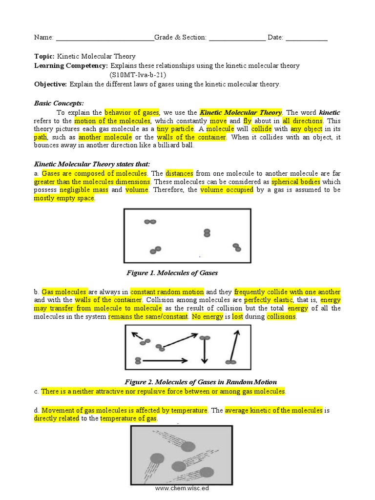 S10MT Iva B 21 KINETIC MOLECULAR THEORY ABUEVA | PDF | Gases | Temperature