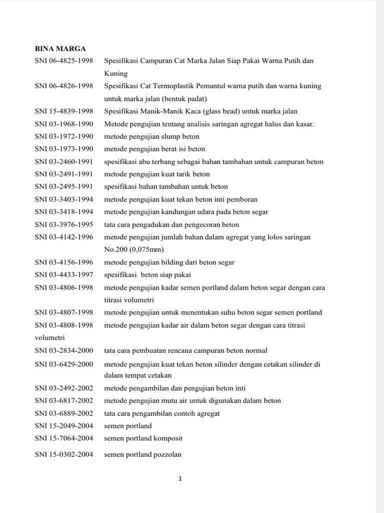Sni Bina Marga | PDF