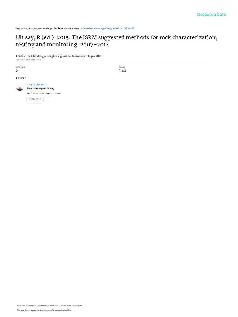 Ulusay, R (Ed.), 2015. The ISRM Suggested Methods For Rock ...