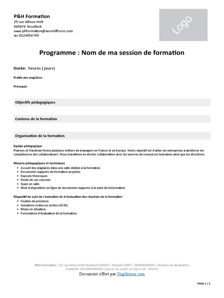 Modele Programme de Formation | PDF