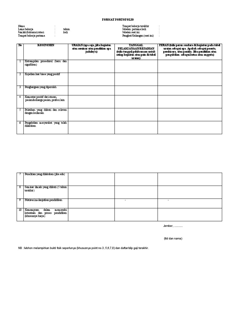Form Portofolio Word | PDF
