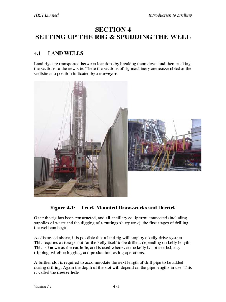Section04 - Setting Up The Rig & Spudding The Well | PDF | Drilling Rig ...