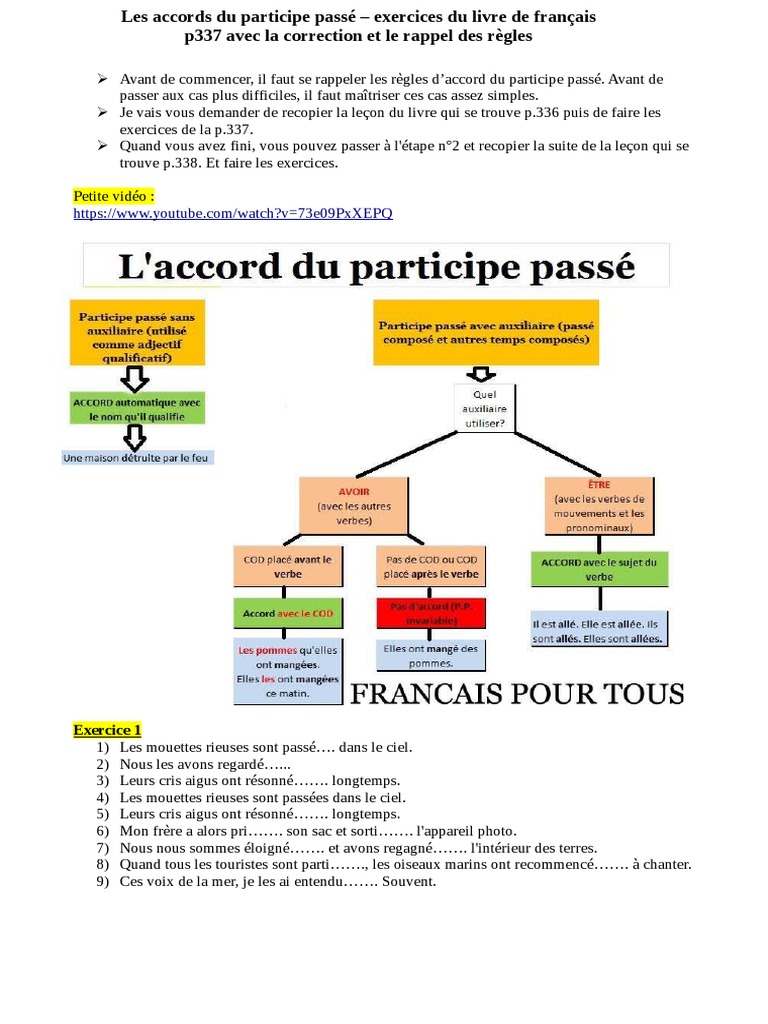 Accord du participe passé : exercices corrigés | PDF | Grammaire | Syntaxe