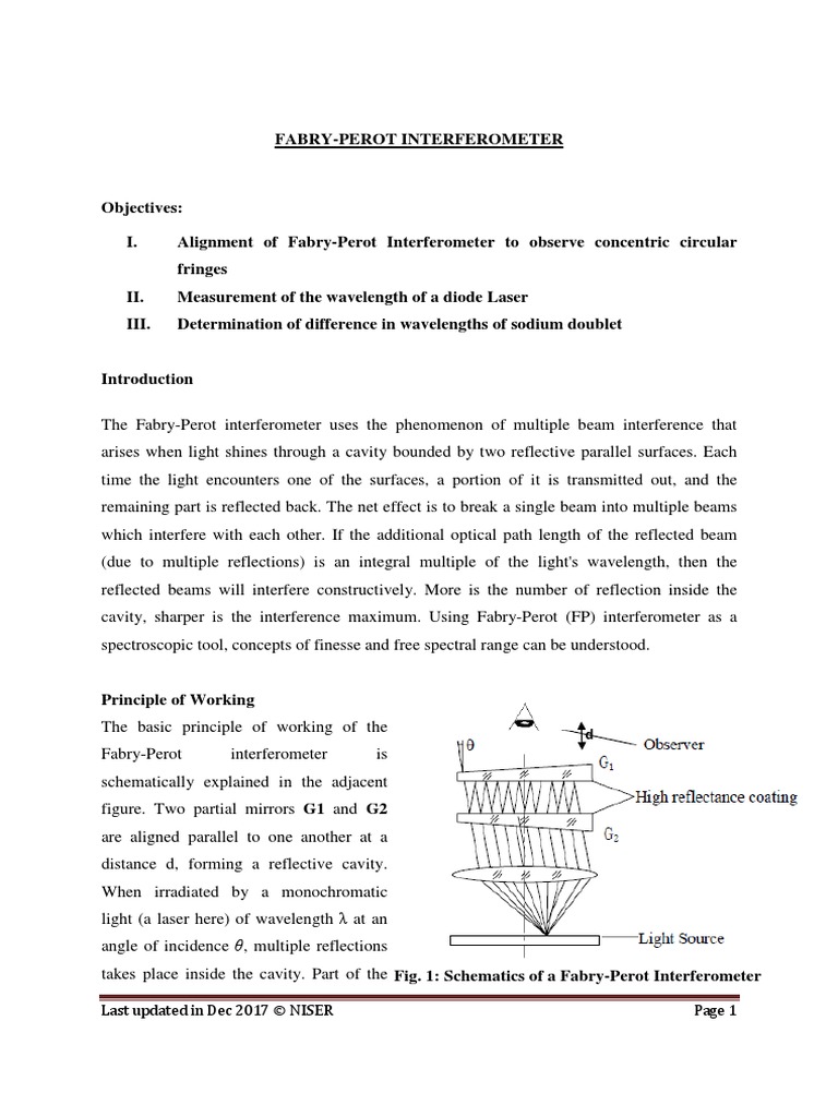 6 - Fabry Perot Interferometer | PDF | Interferometry | Physical Phenomena