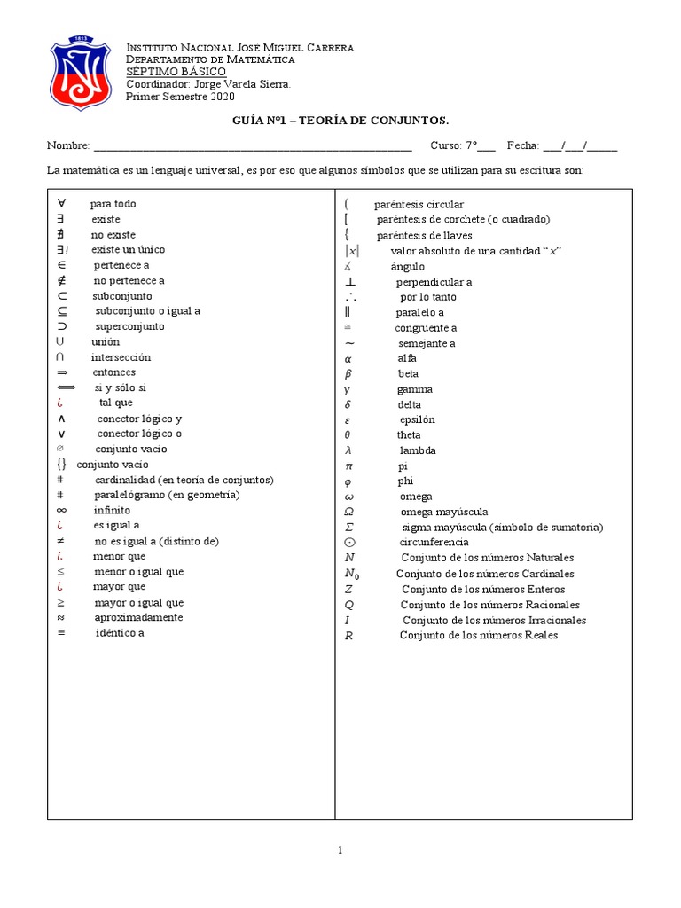 7 Matemática 1. GUIA CONJUNTOS 2020 | PDF | Conjunto (Matemáticas ...