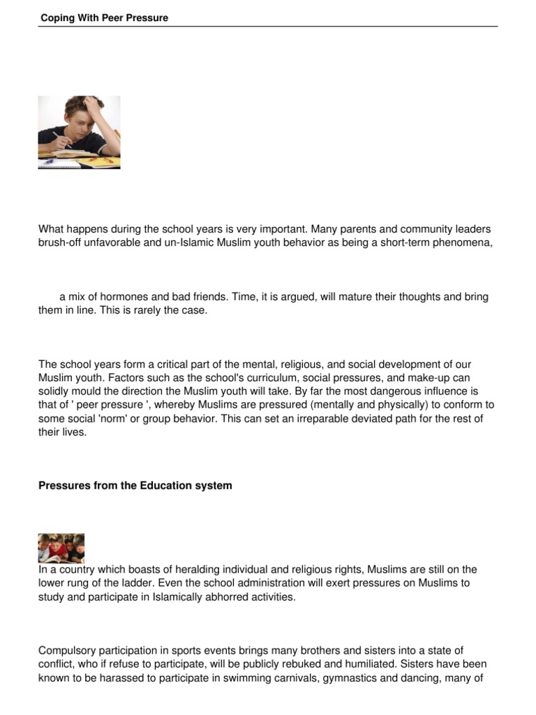 Coping With Peer Pressure. | PDF | Religion And Belief