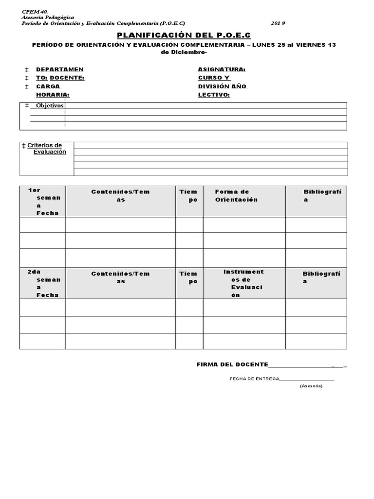 Planificación Poec | PDF