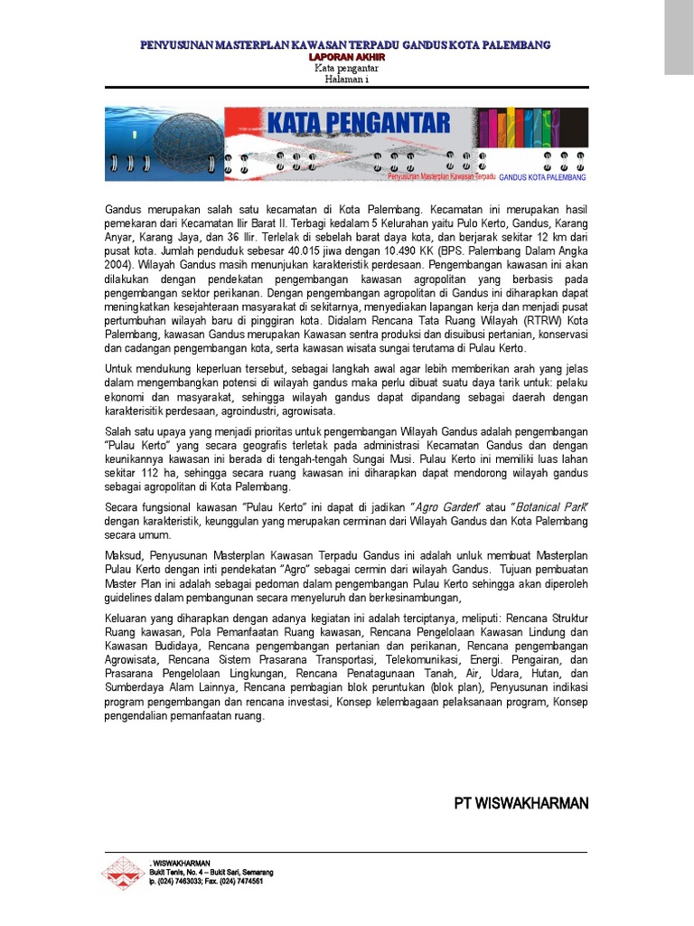 Masterplan Agropolitan Gandus Palembang | PDF