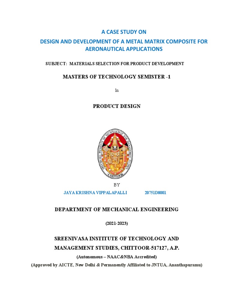 Case Study On Design and Development of A Metal Matrix Composite For ...