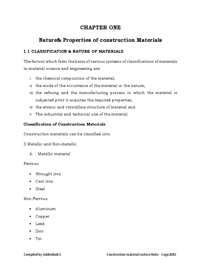 Classification and Properties of Common Construction Materials | PDF ...