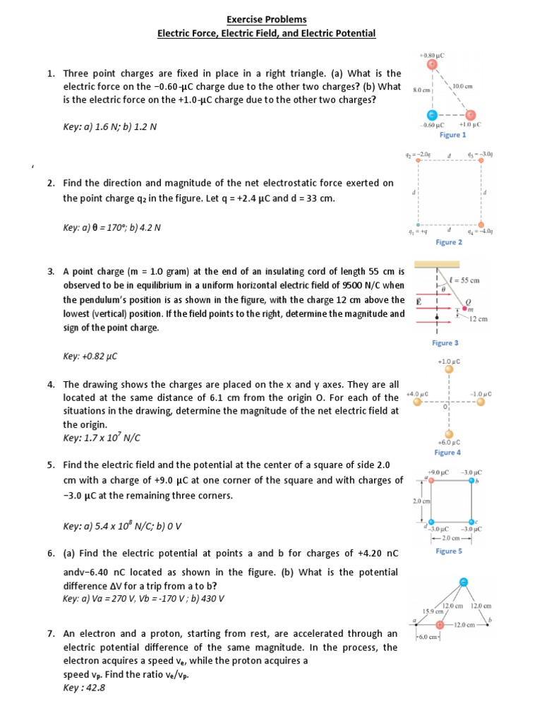 Exercise 1 Electricity | PDF | Electric Field | Electric Charge