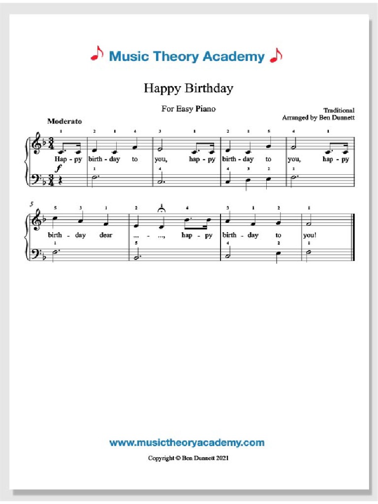 Happy Birthday Notes Piano | PDF