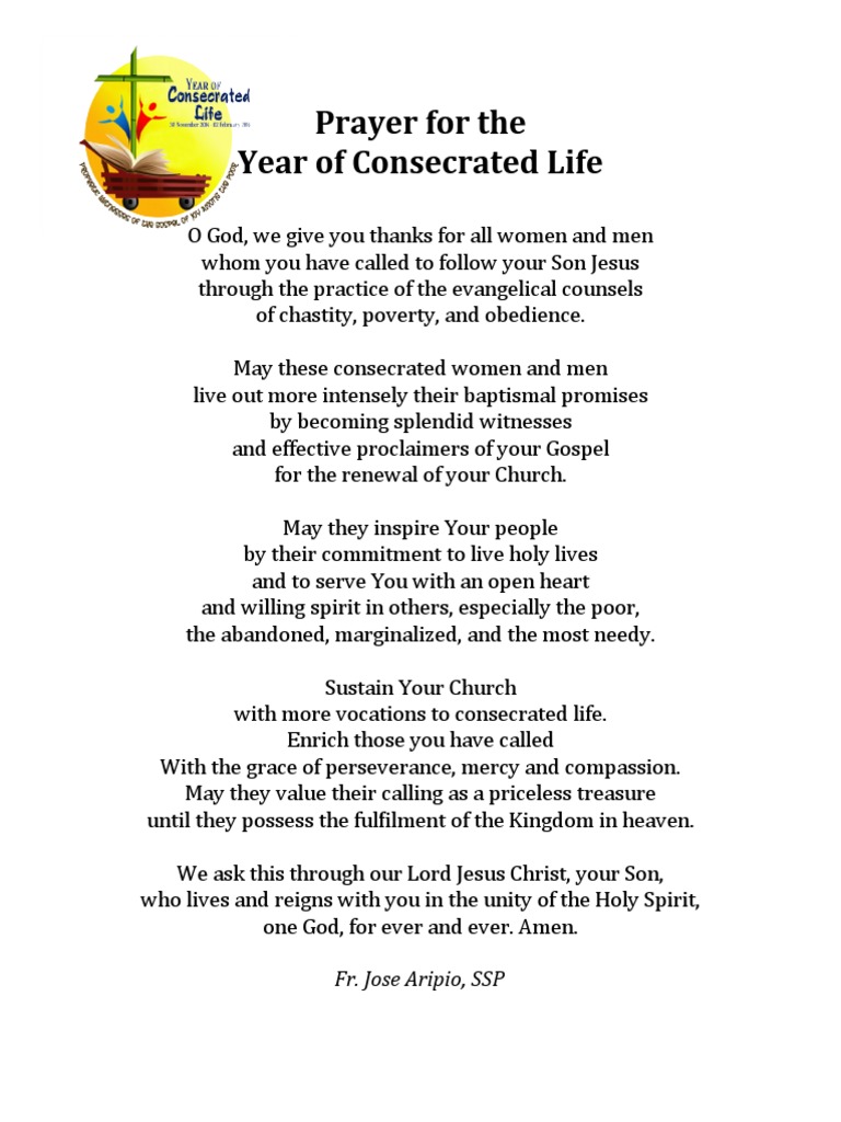 Prayer For The Year of Consecrated Life | PDF | Wellness | Religion ...
