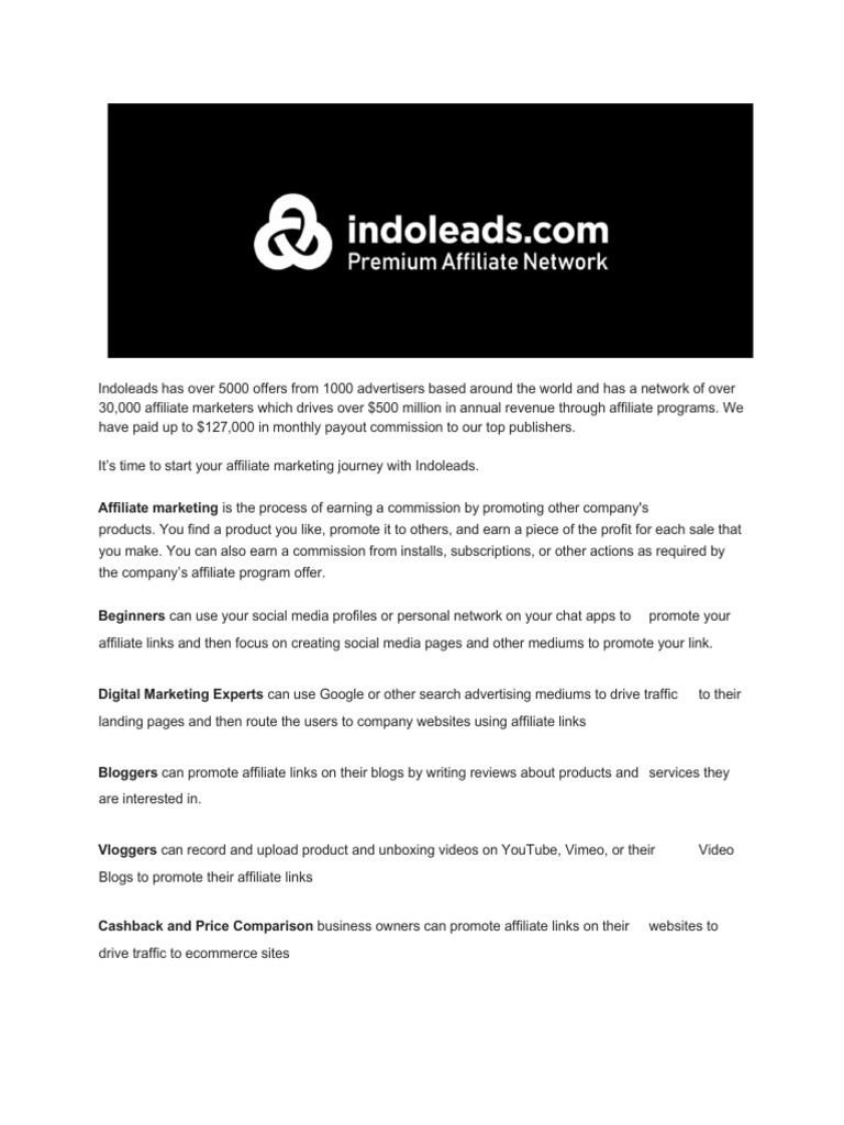 How To Start With Indoleads - Guide | PDF | Affiliate Marketing | Blog