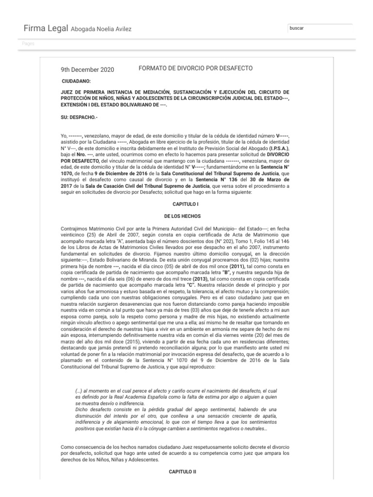 Firma Legal FORMATO DE DIVORCIO POR DESAFECTO | PDF | Divorcio | Matrimonio