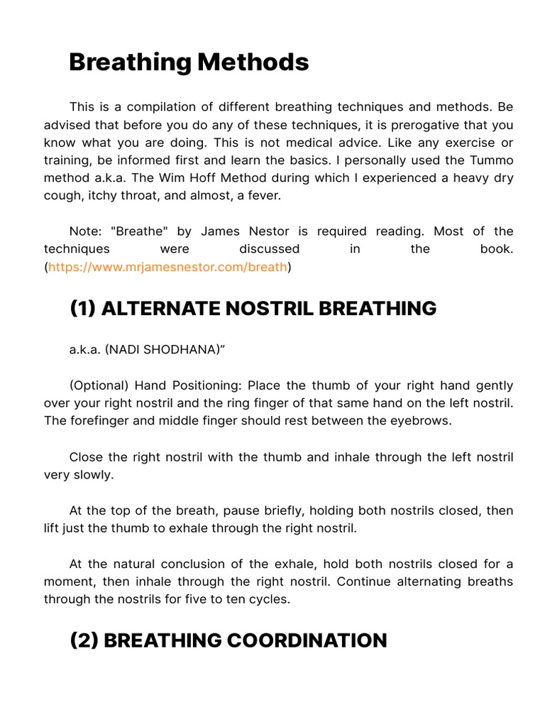 Breathing Methods | PDF | Breathing | Exhalation
