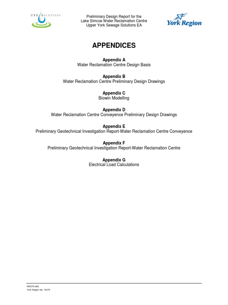 Appendices: Appendix A | PDF | Reclaimed Water | Sewage Treatment