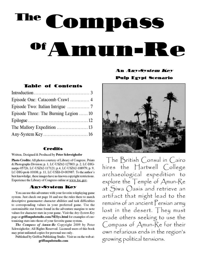 Pulp Egypt - The Compass of Amun-Re | PDF