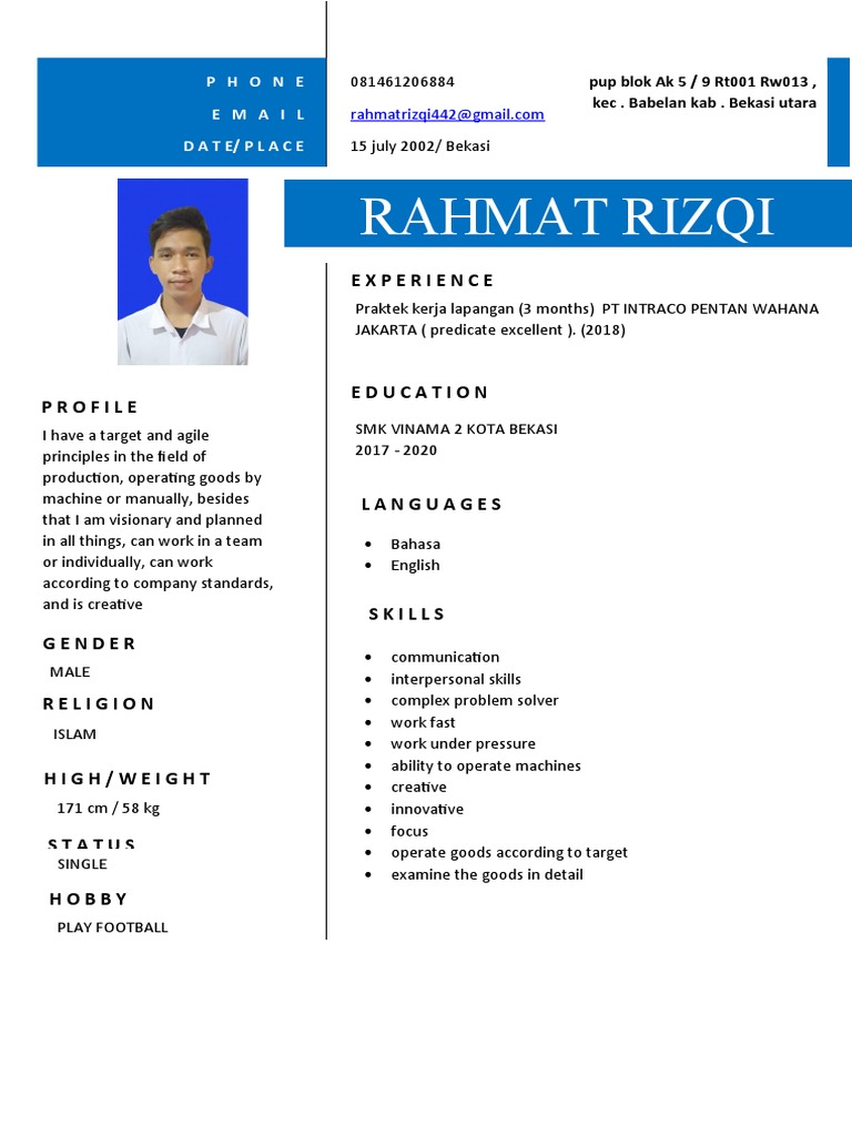 CV Rahmat | PDF