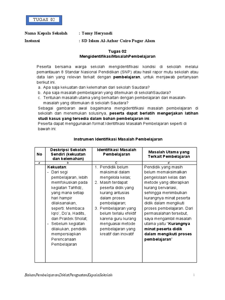 Tugas 02 PKS - Mengidentifikasi Masalah Pembelajaran | PDF