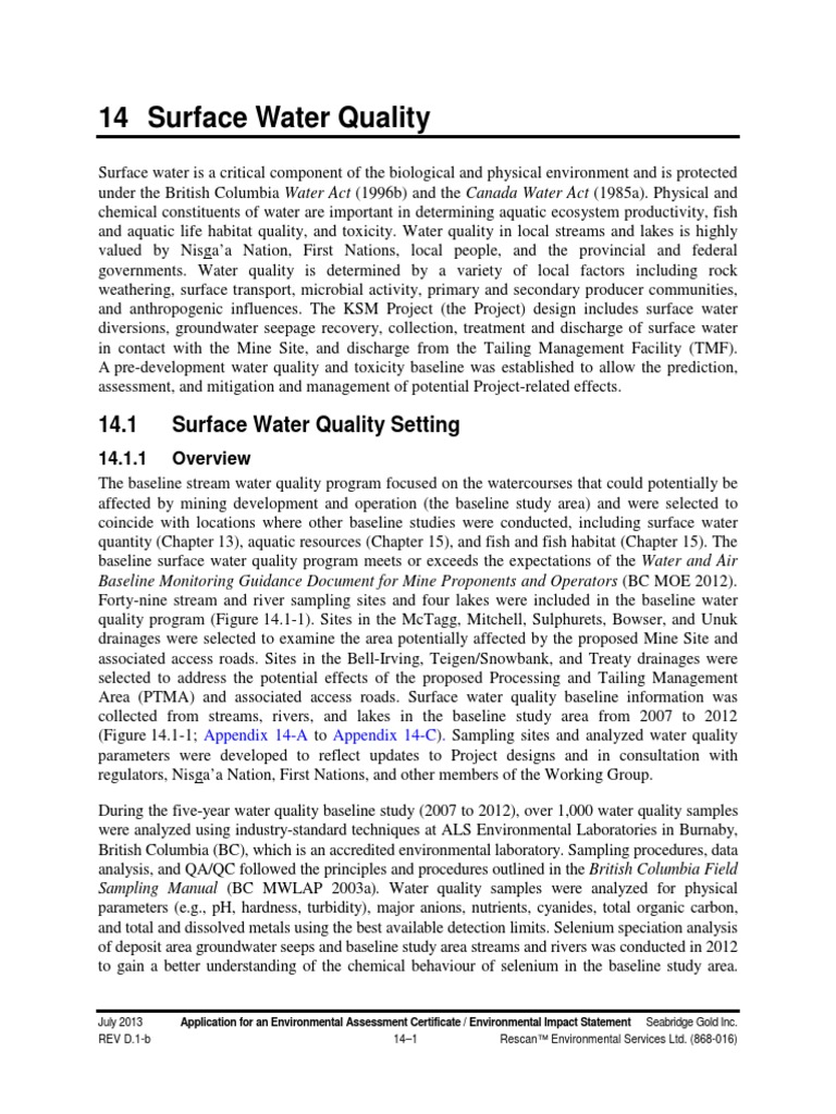 Surface Water Quality | PDF | Water Quality | Water