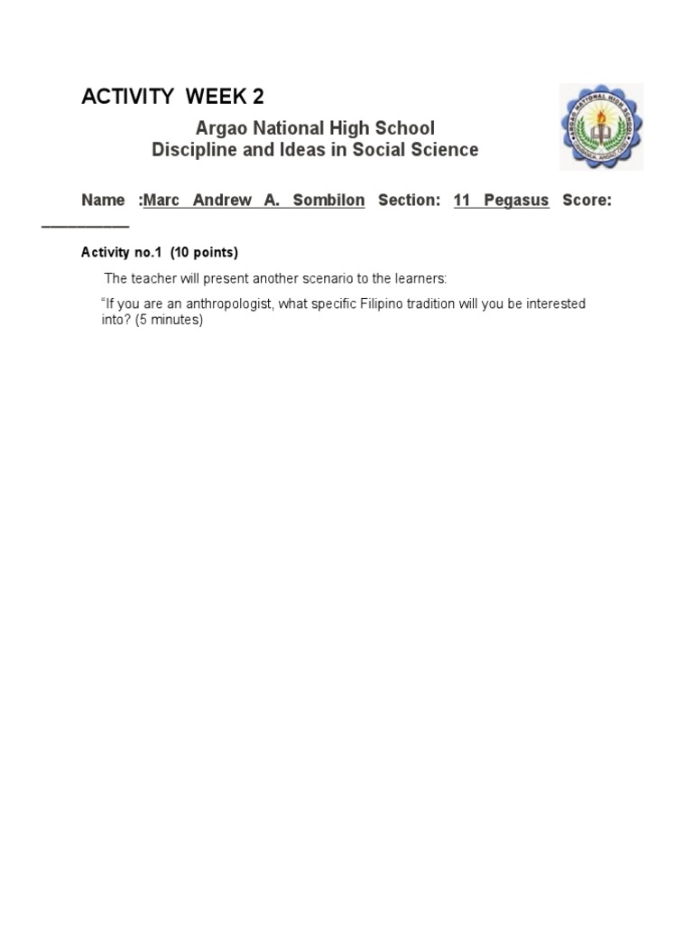 ACTIVITY WEEk 2 DISS | PDF | Social Sciences | Learning