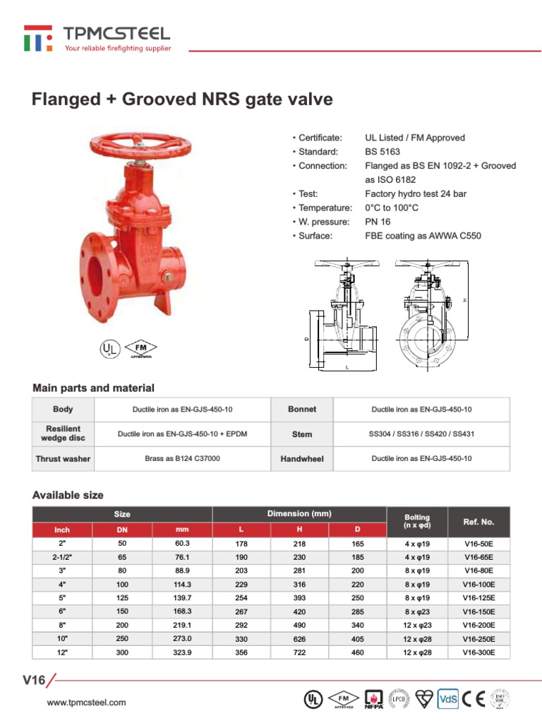 British Flanged Grooved NRS Gate Valve | PDF | Valve | Plumbing