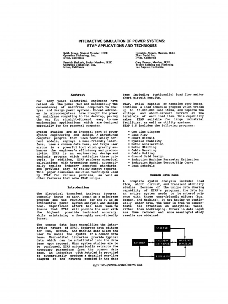 ETAP Power System Simulation Techniques | PDF | Electric Motor ...