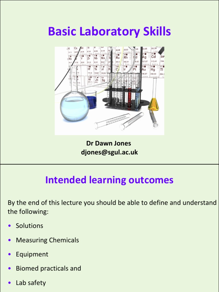 Essential Laboratory Skills Overview | PDF | Solution | Physical Sciences