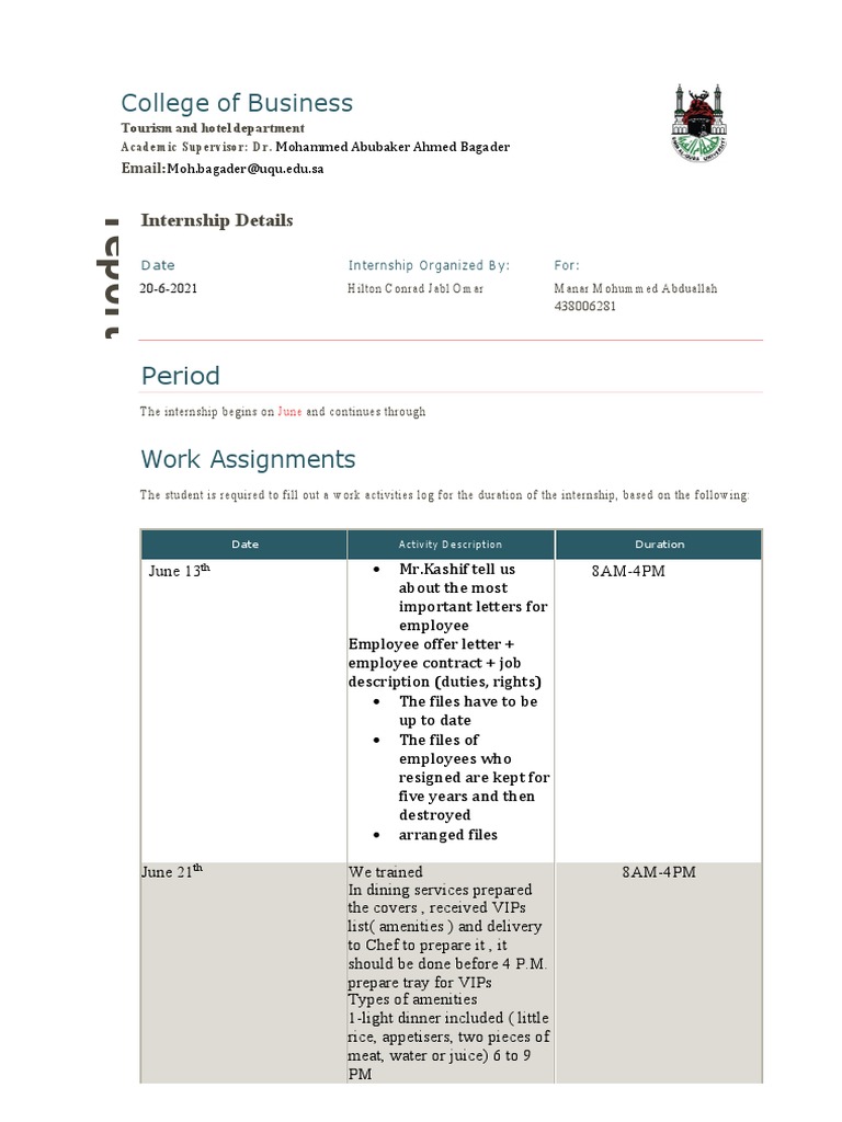 Weekly Report Week 1 Manar | PDF | Foods | Eating Behaviors Of Humans