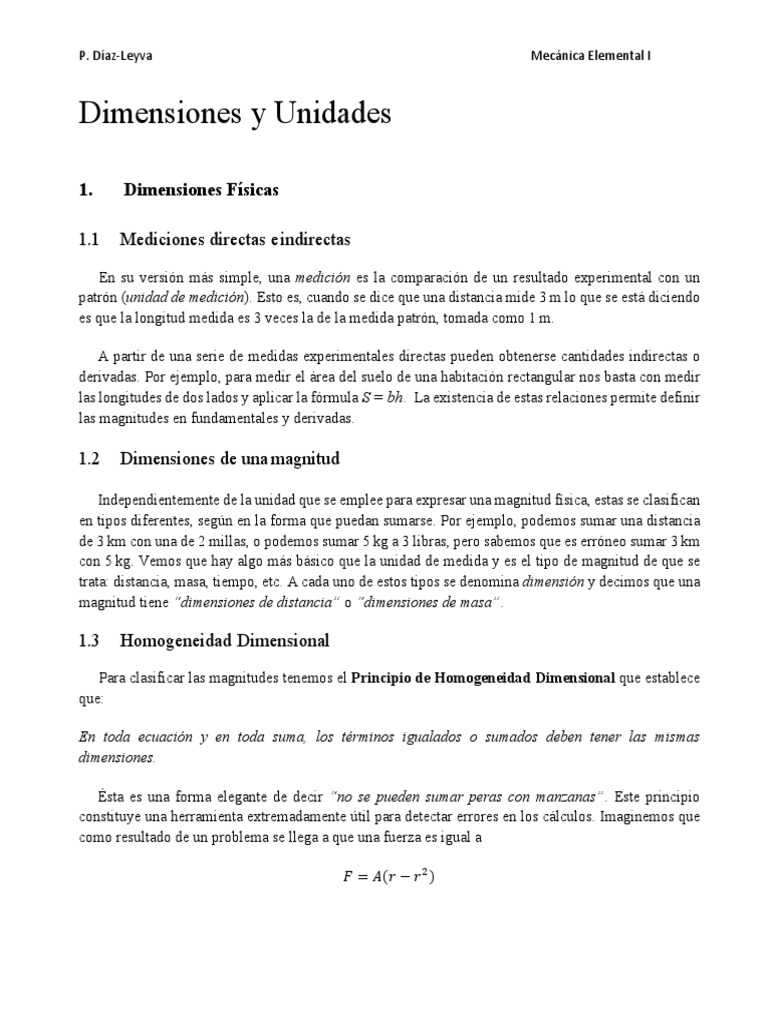 Dimensiones y Unidades | PDF | Medición | Dimensión
