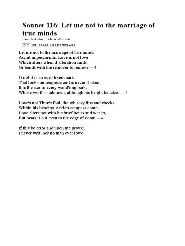 Analysis of Shakespeare's Sonnet 116 | PDF